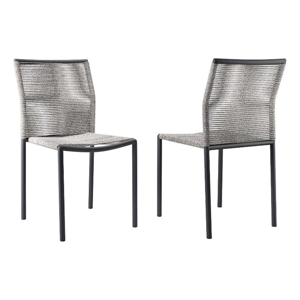 Pemberly Row Aluminum Outdoor Patio Chairs in Light Gray (Set of 2 ...