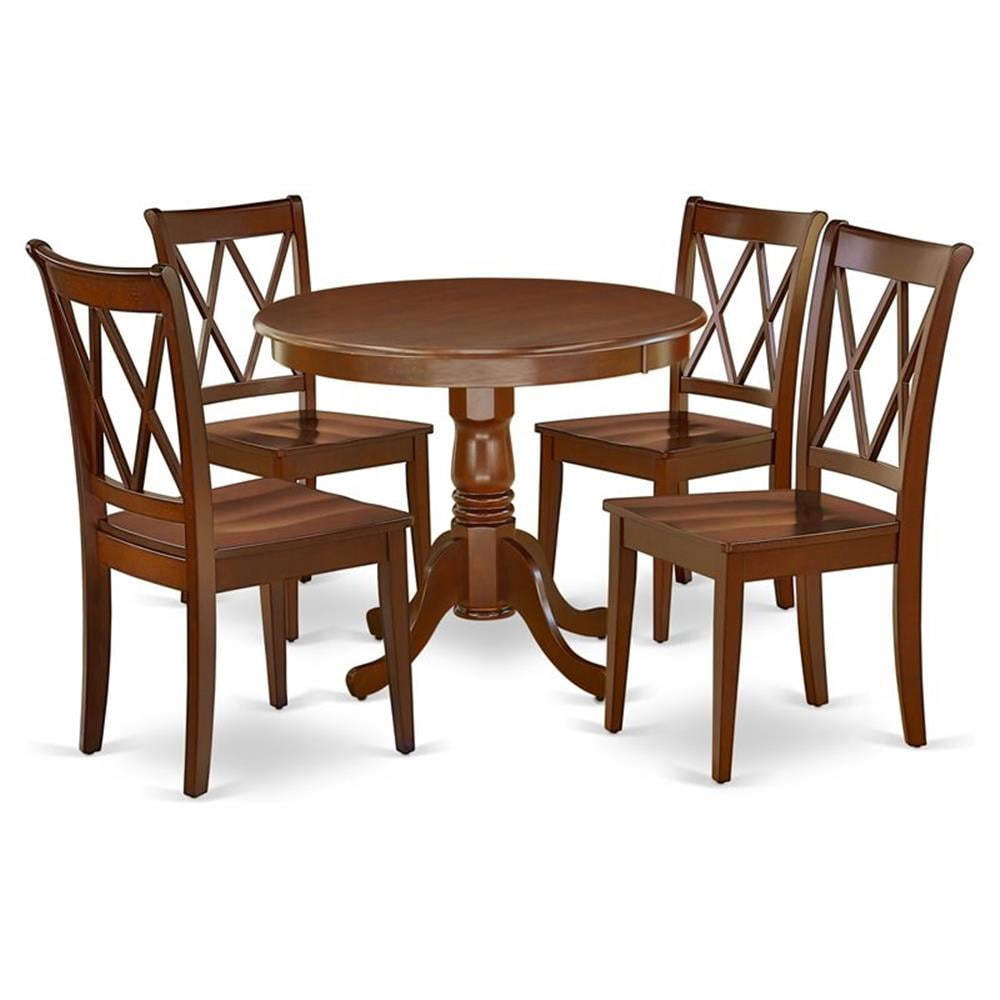 Pemberly Row Antique 5-piece Table and Doublexback Chairs in Mahogany ...