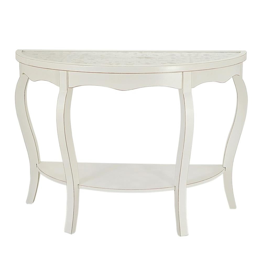 Pemberly Row Antiqued Carved Transitional Wood/Glass Console Table in ...