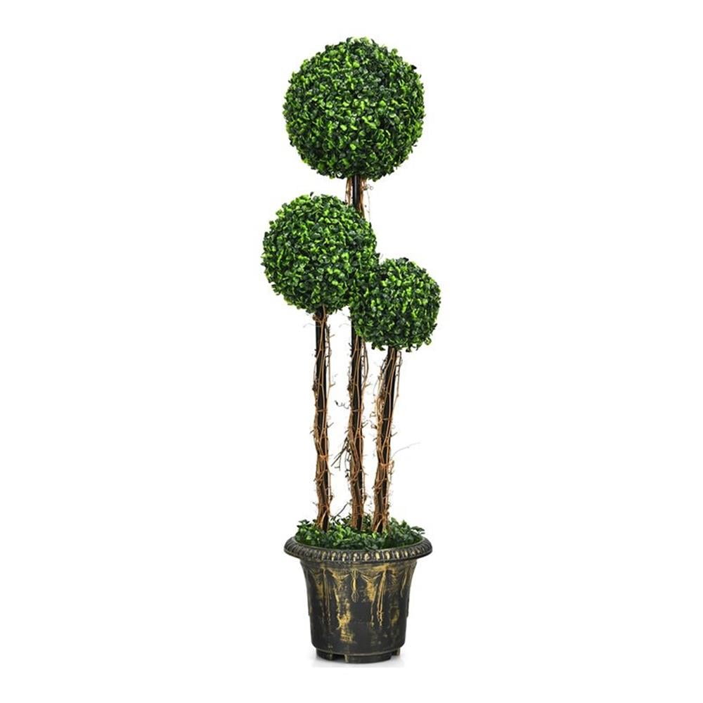 Pemberly Row Artificial Topiary Triple Ball Tree Plant w/ UV Resistant ...