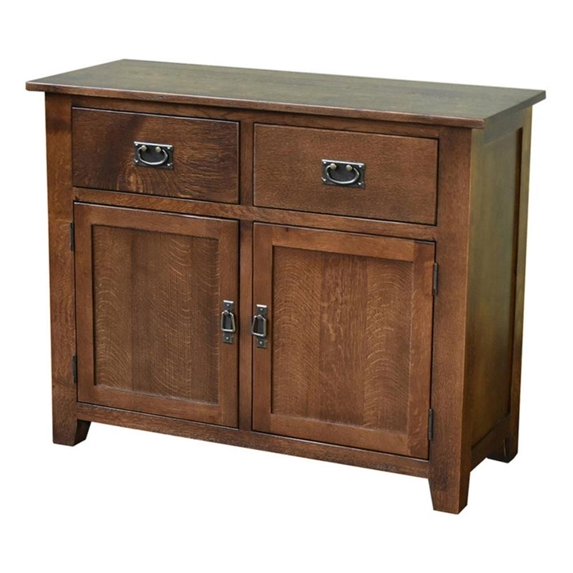 Pemberly Row Arts and Crafts 2-Door Solid Wood Cabinet in Walnut ...