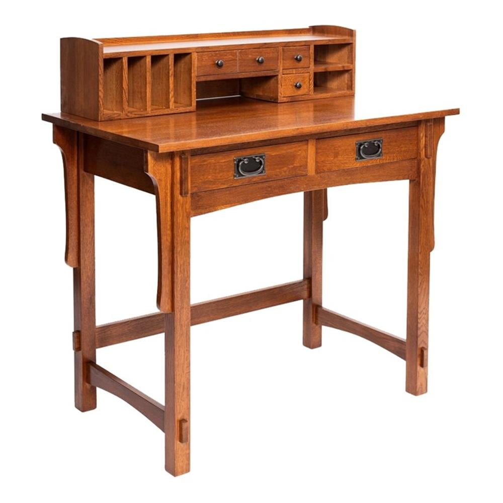 Pemberly Row Arts and Crafts Wood Library Table with Organizer in ...