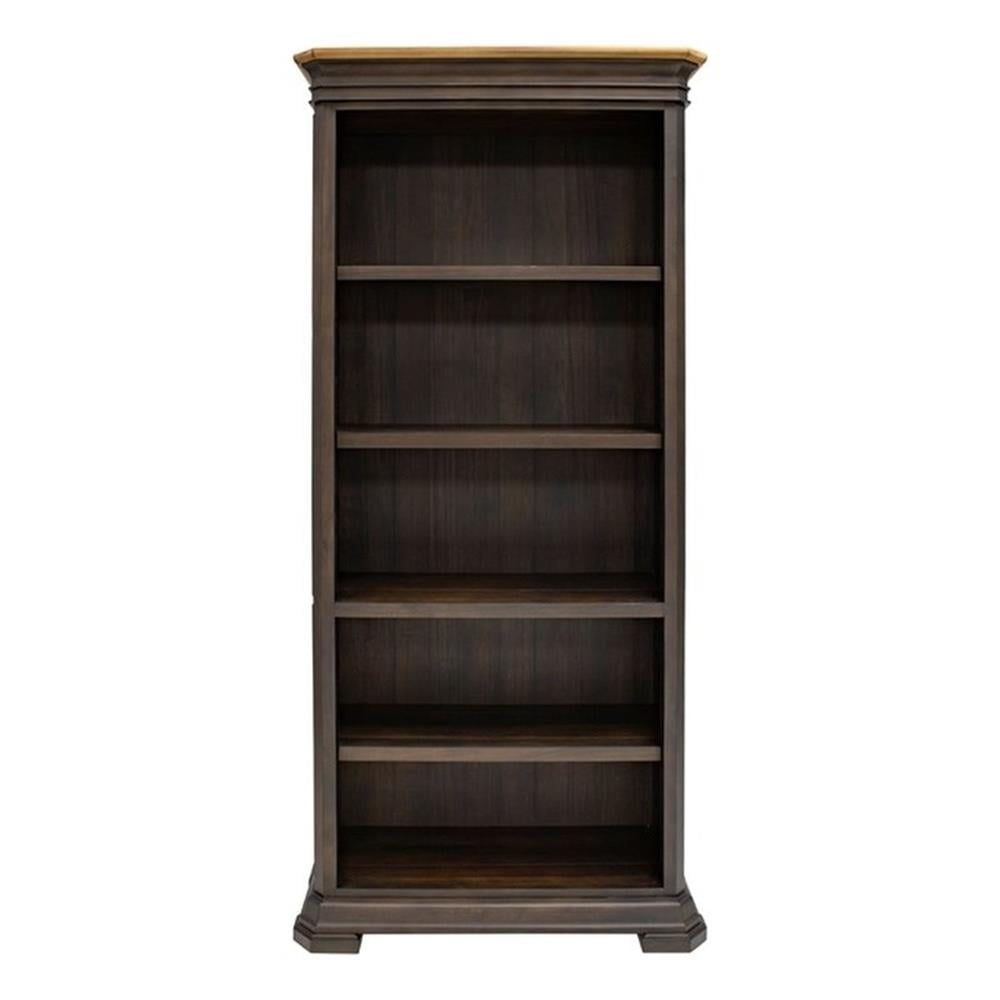 Pemberly Row Assembled Executive Open Wood Bookcase Mildly Distressed ...