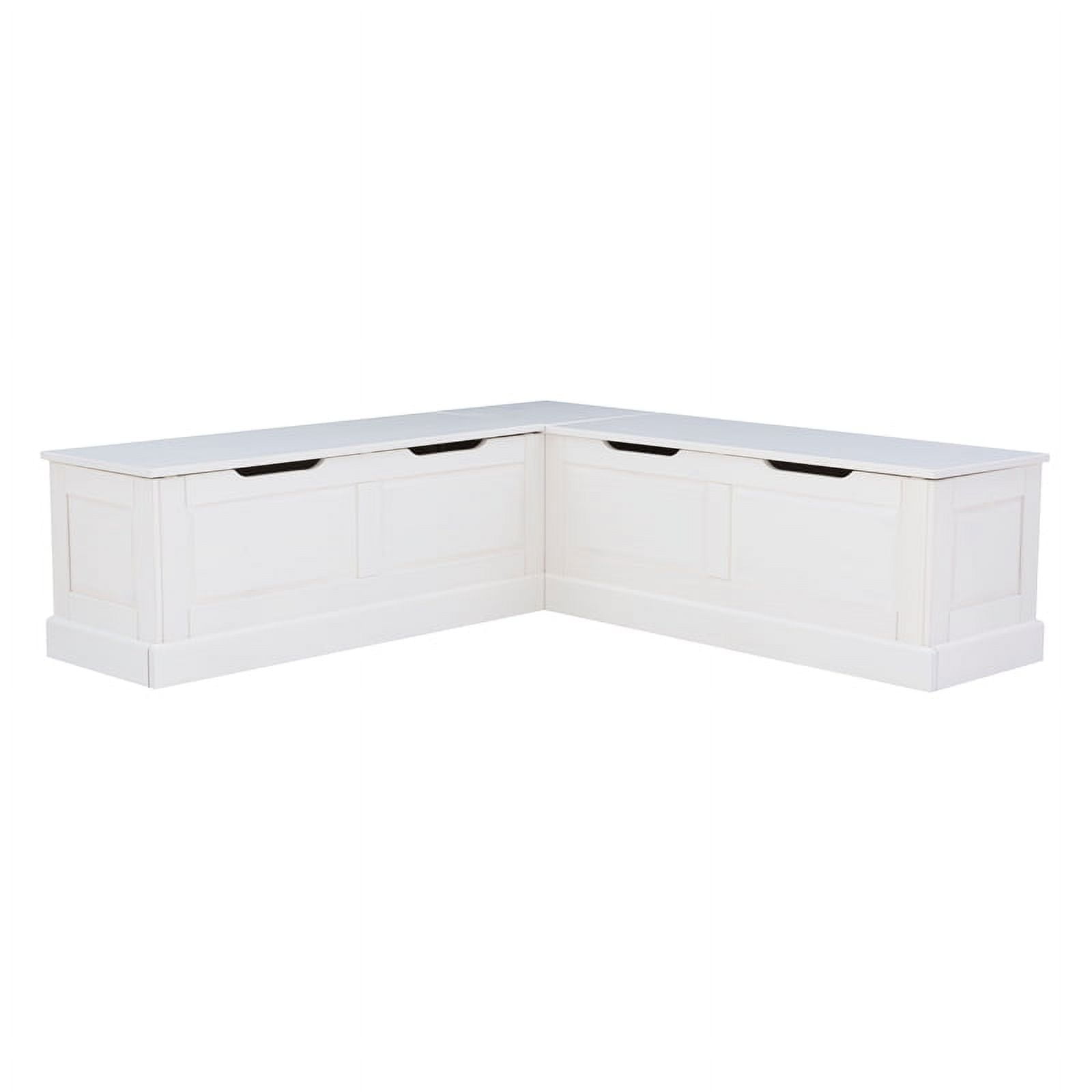 Pemberly Row Backless Wood Corner Breakfast Nook with Storage in White ...