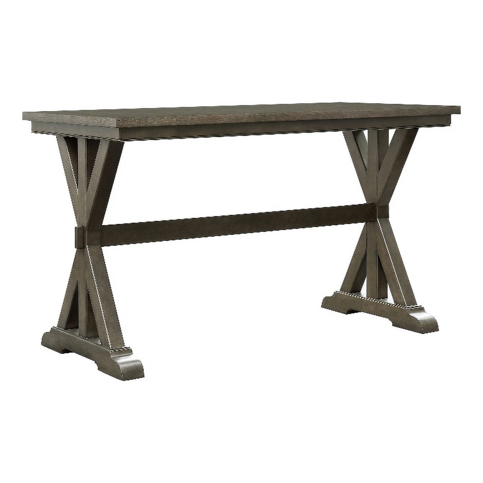 Pemberly Row Bar Height Transitional Wood Trestle Table in Brown ...