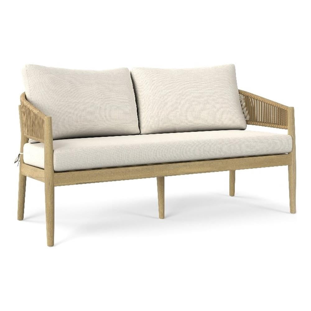 Pemberly Row Bayshore 59" Wide Outdoor Sofa in Natural Polyester Fabric ...