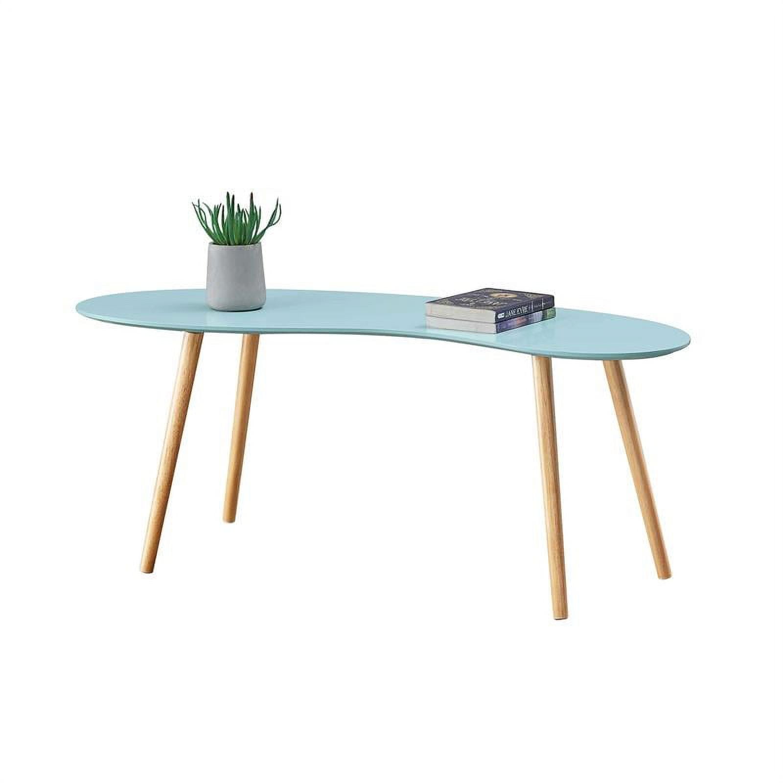 Pemberly Row Bean Shaped Coffee Table in Mint Green Wood Finish ...