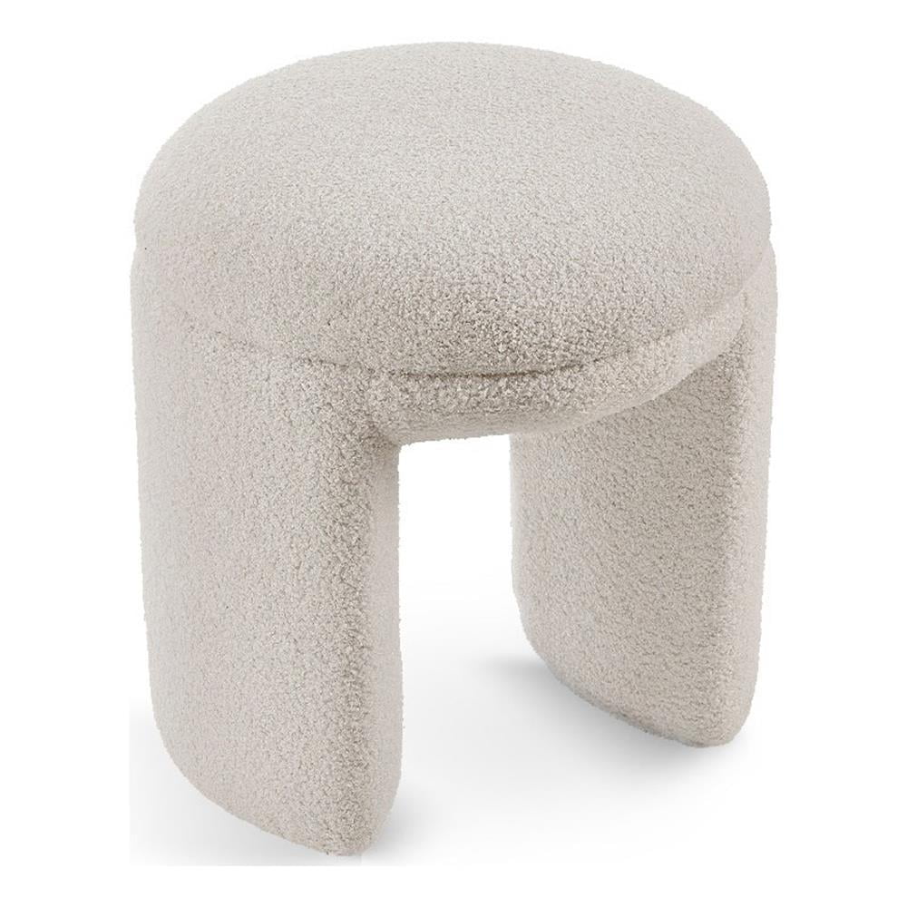 Pemberly Row Beige Faux Shearling Teddy Fabric Ottoman/Stool - Walmart.com