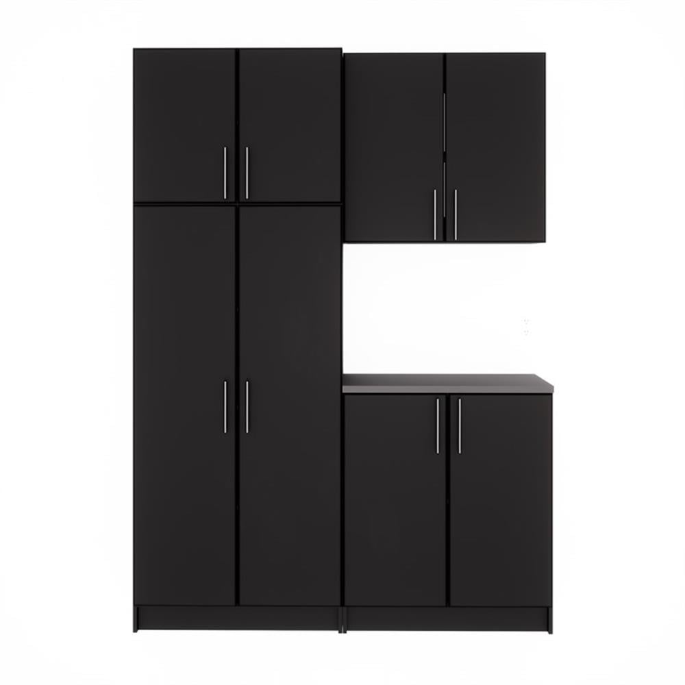 Pemberly Row Black Engineered Wood Storage Cabinet Set - 4 pc - Walmart.com