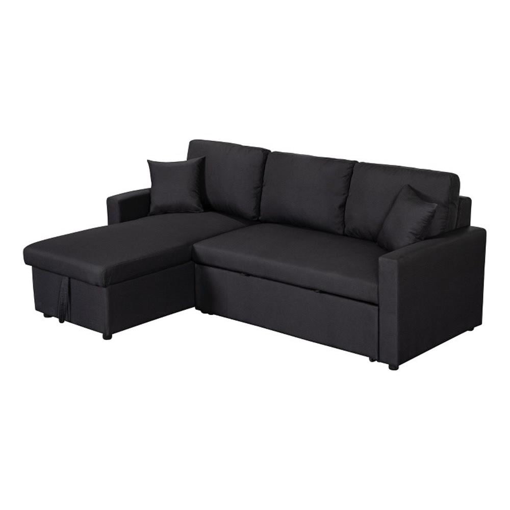 Pemberly Row Small Reversible Sleeper Sectional Sofa w/ Pull-out Bed ...