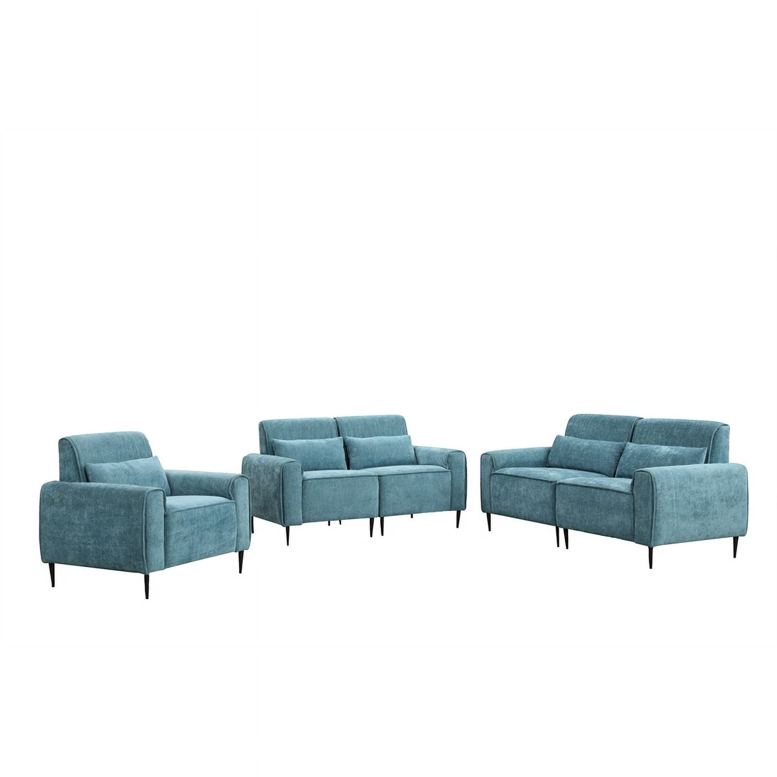 Pemberly Row Blue Chenille Sofa Loveseat Chair Living Room Set ...