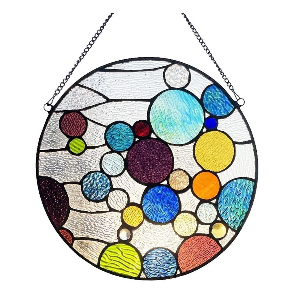 Pemberly Row Bubbles Glass & Metal Window Panel in Multi-Color ...