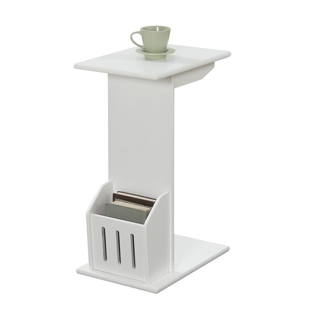 Pemberly Row C-Shape Modern Wood Magazine End Table in White - Walmart.com