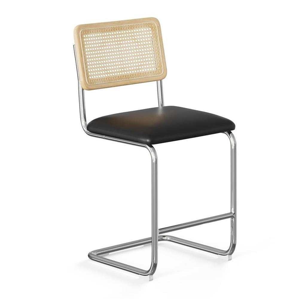 Pemberly Row Cane Back Vegan Leather Counter Height Stool (Set of 2) in ...