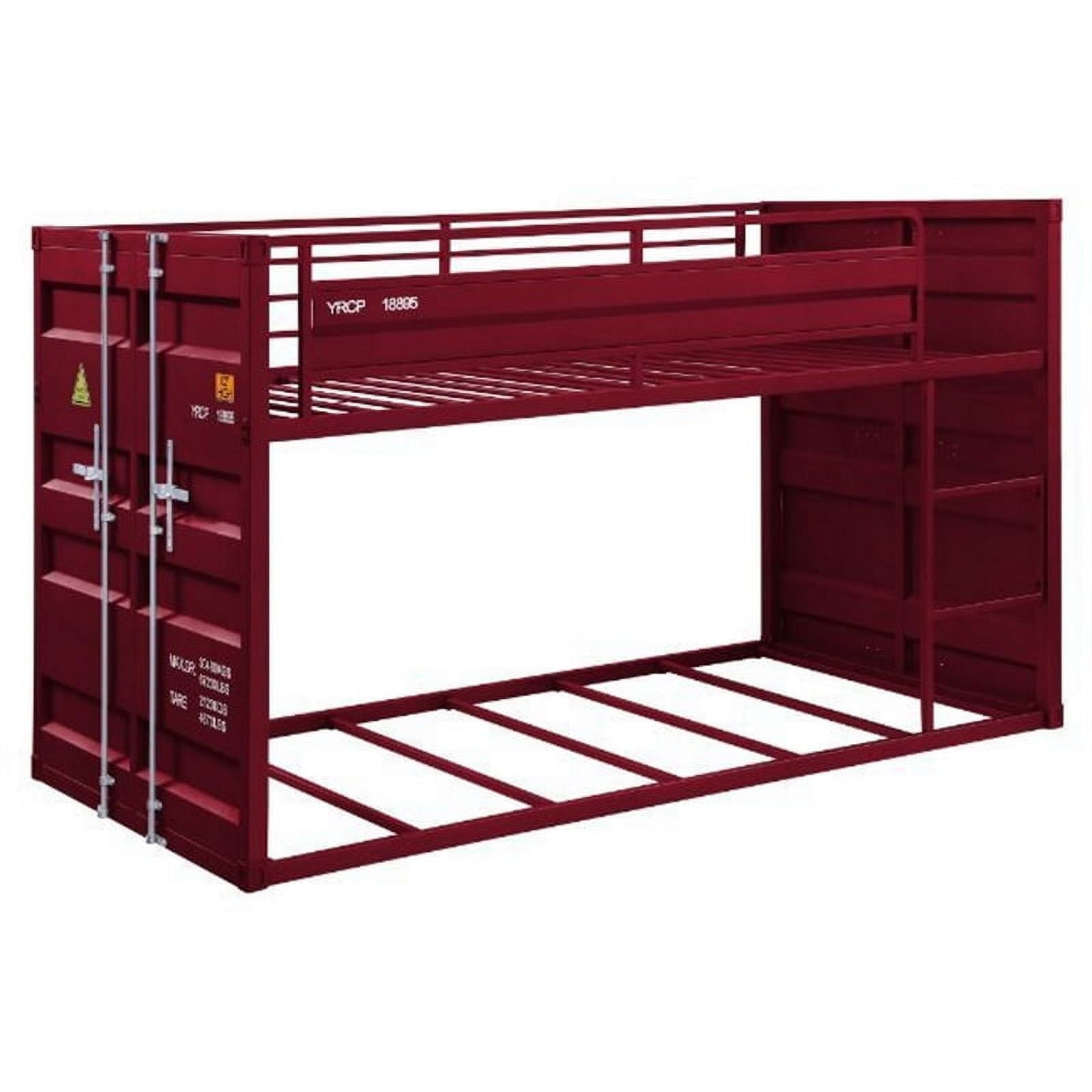 Pemberly Row Cargo Twin Metal Bunk Bed with Ladder and Slat System in ...