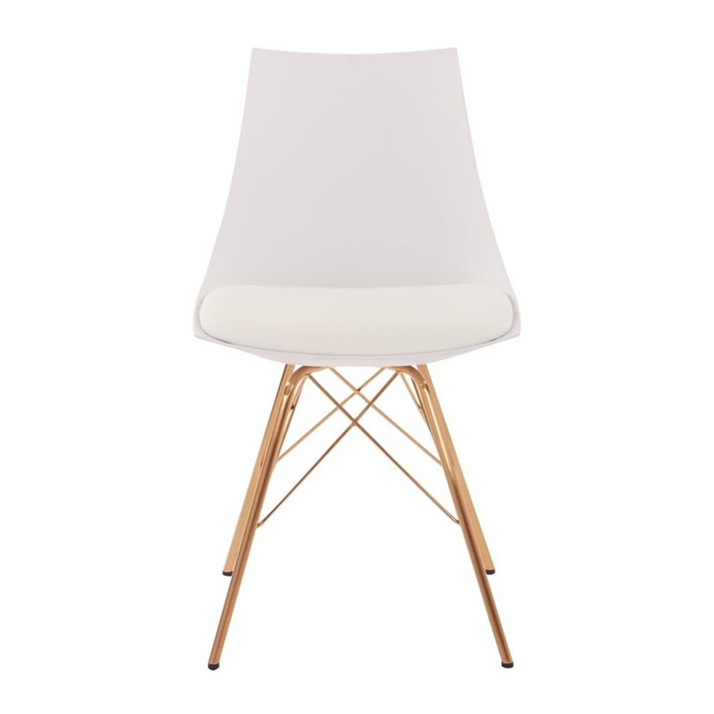 Pemberly Row Chair in White Faux Leather with Gold Chrome Base ...