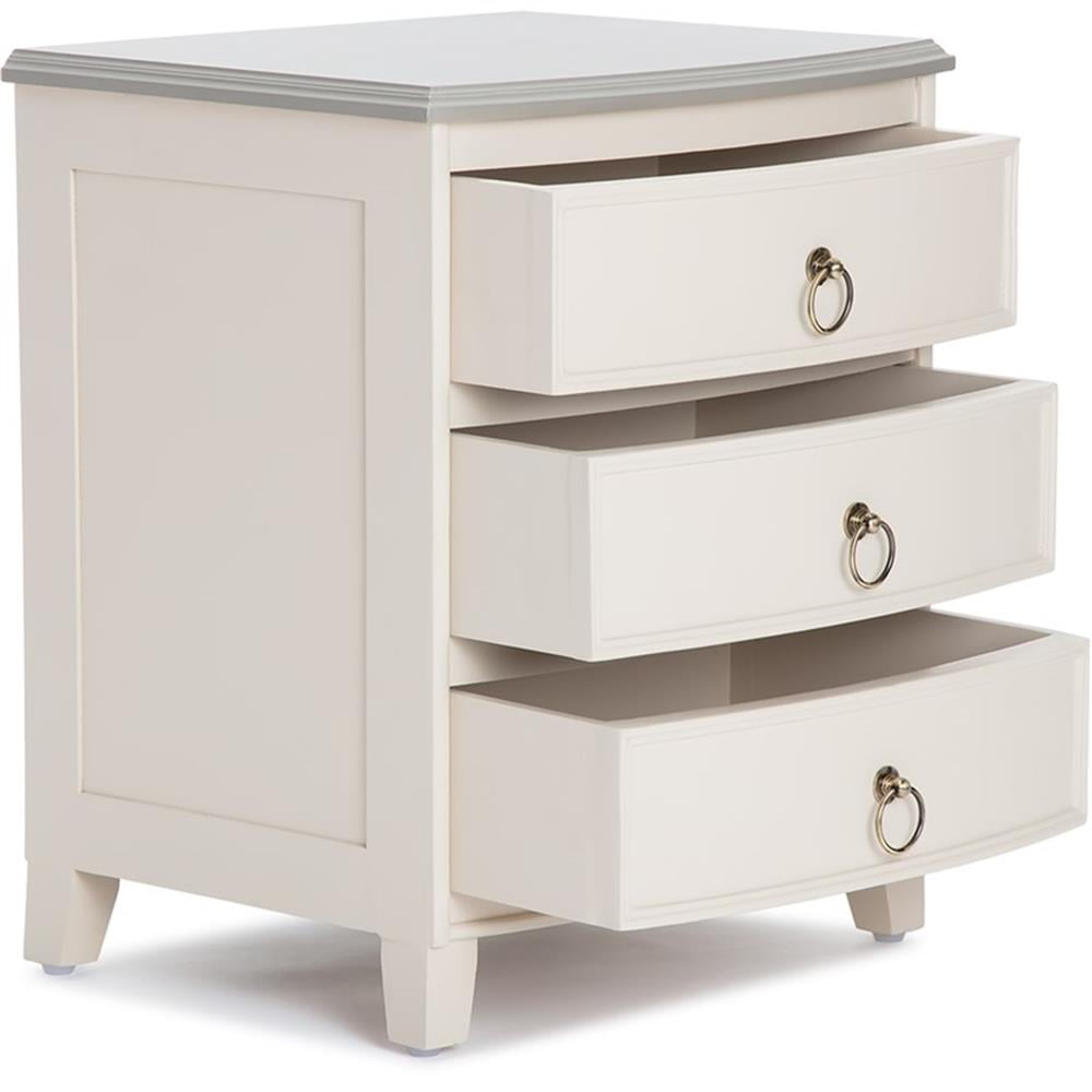 Pemberly Row Charleston End Table Nightstand with Drawers Cream White ...