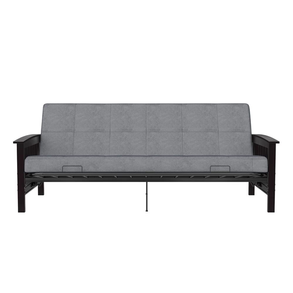 Pemberly Row Cherry Wood Arm Metal Futon Frame with 6-Inch Full ...