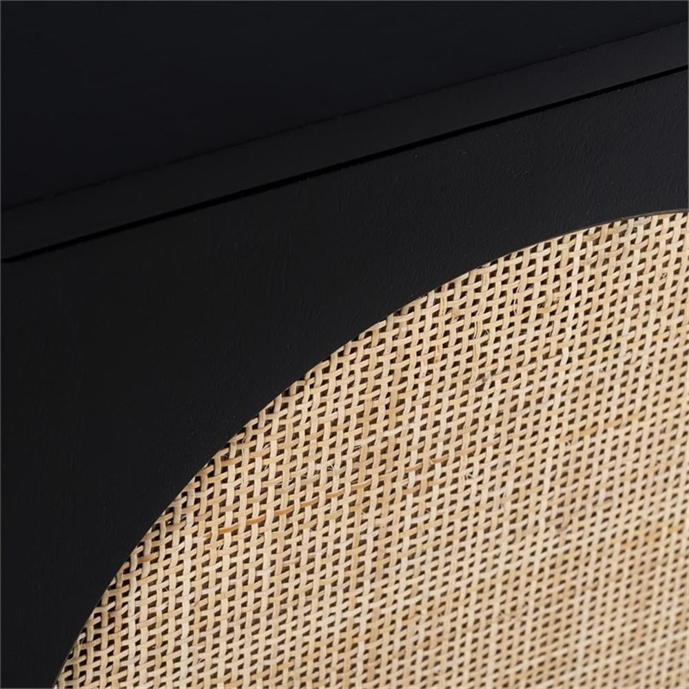 Pemberly Row Circle Solid Wood with Natural Woven Cane Two-Door Cabinet ...