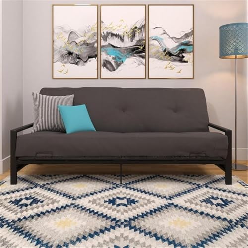 Pemberly Row Classic Design Full Size Metal Futon Frame in Black ...
