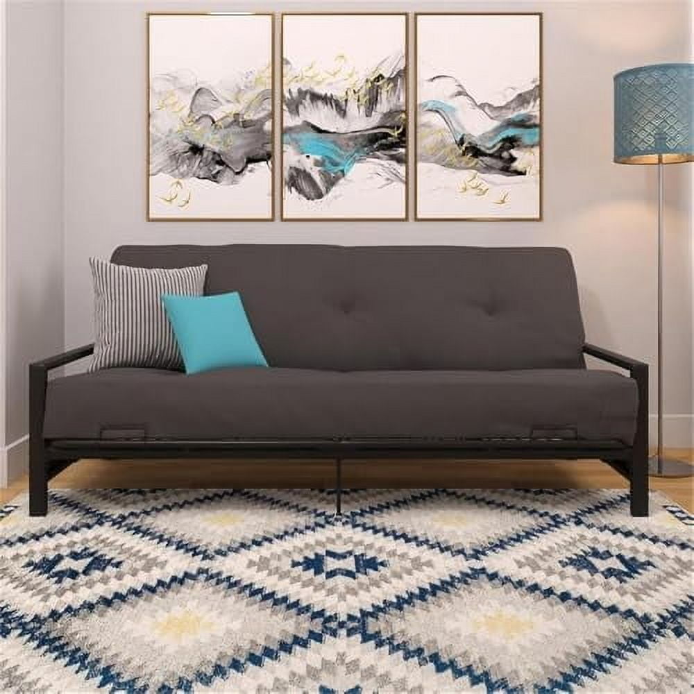 Pemberly Row Classic Design Full Size Metal Futon Frame in Black ...