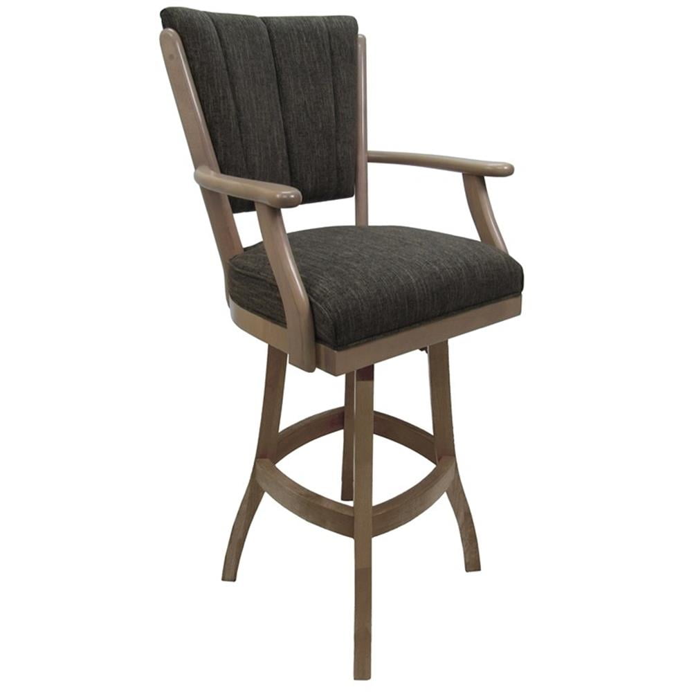Pemberly Row Classic Solid Wood Swivel Counter 26" Bar Stool with Arms ...