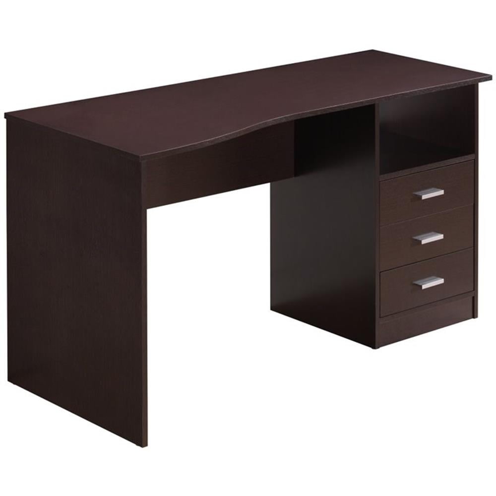 Pemberly Row Classy Computer Desk with 3 Drawers in Espresso - Walmart.com