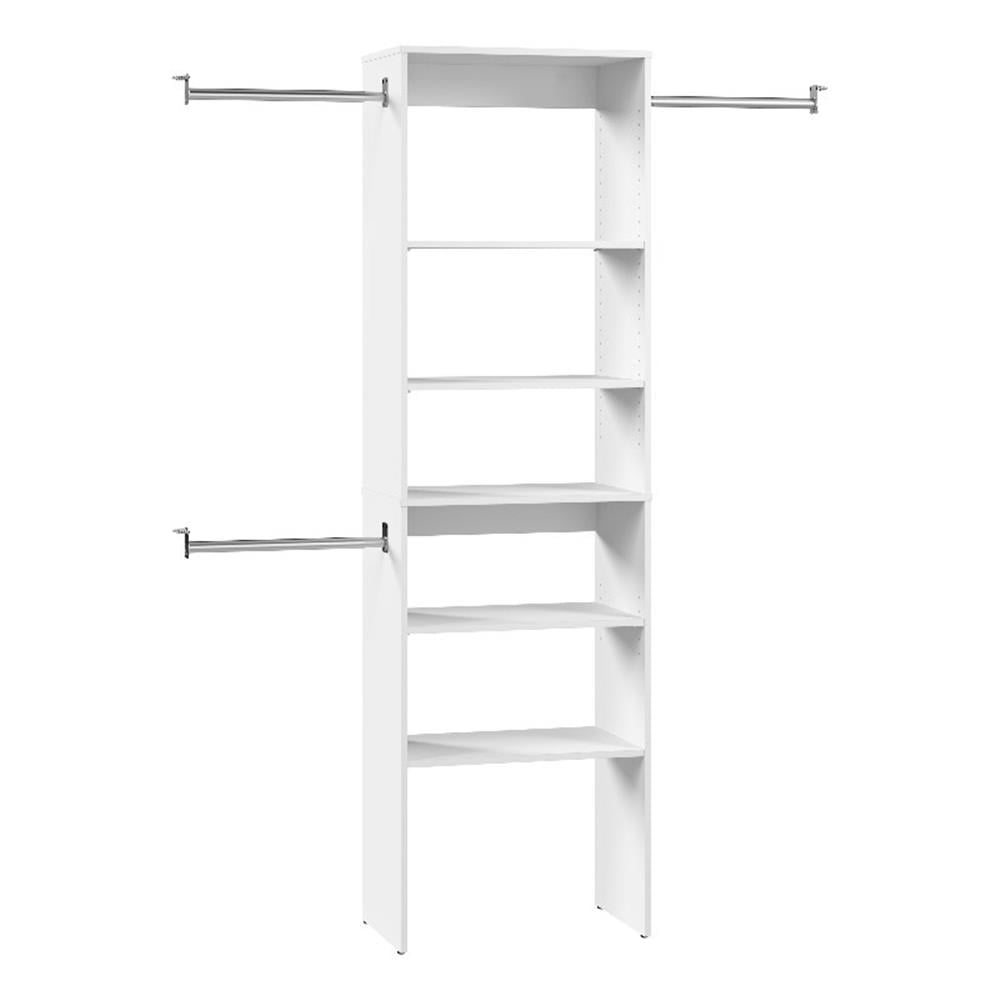 Pemberly Row Closet 24W 5 Shelf Closet Organizer with Clothing Rods ...