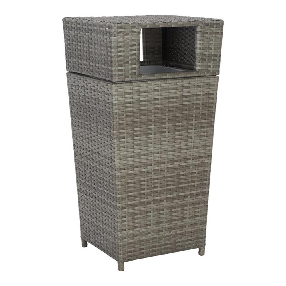 Pemberly Row Coastal Polyester Wicker/Steel Patio Trash Bin in Gray ...