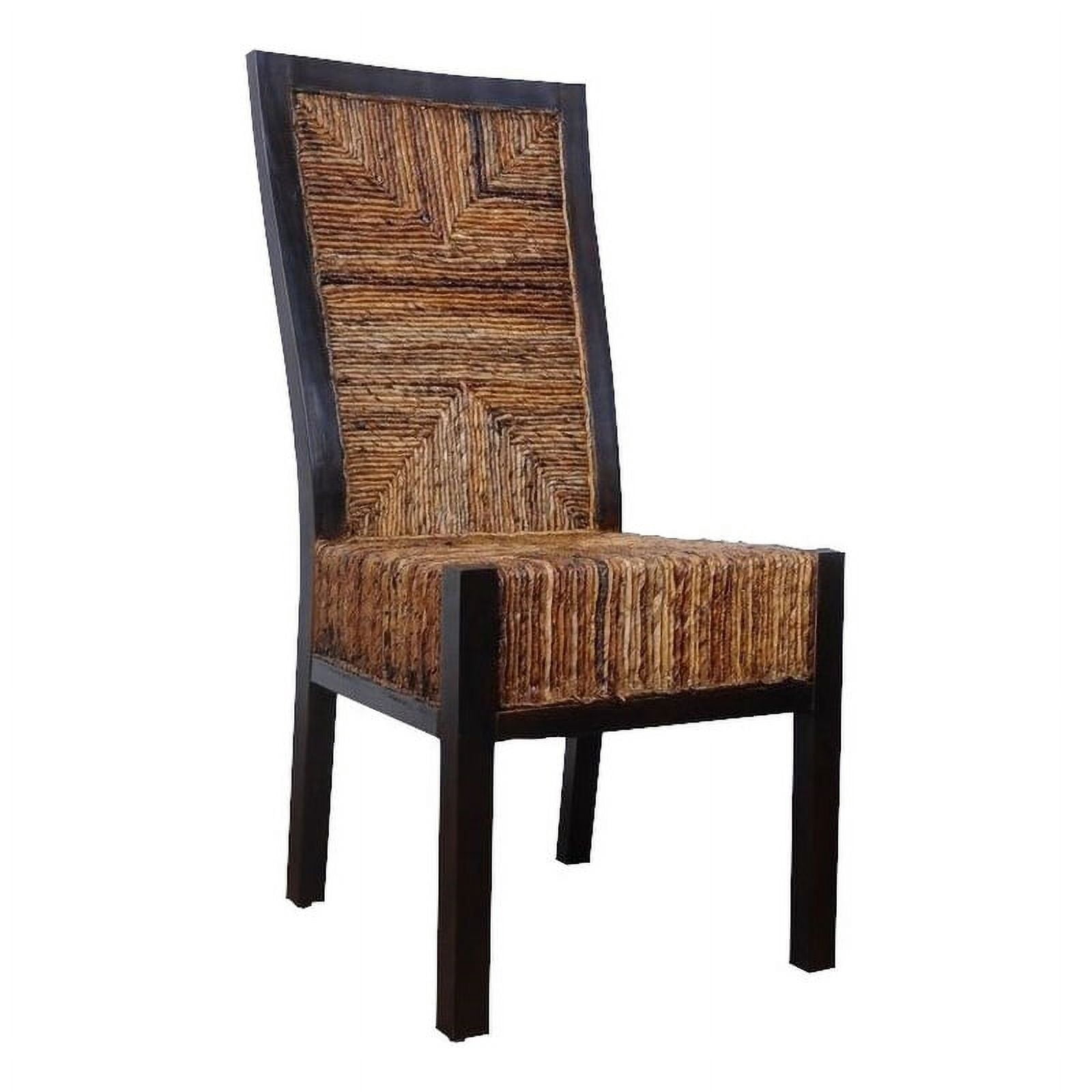 Pemberly Row Coastal Wood Woven Abaca Dining Chair in Mahogany Brown ...
