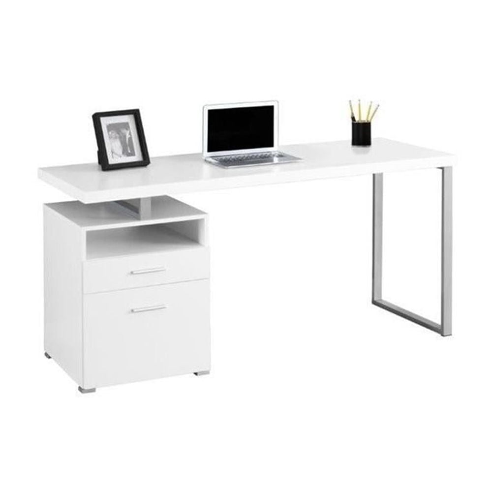 Pemberly Row Computer Desk Home Office Laptop Storage Drawers in Metal ...