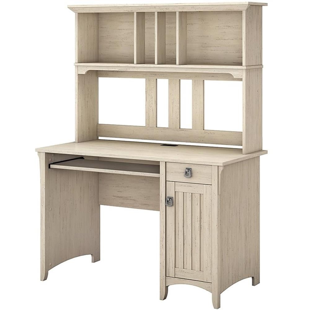 Pemberly Row Computer Desk with Hutch in Antique White - Engineered ...
