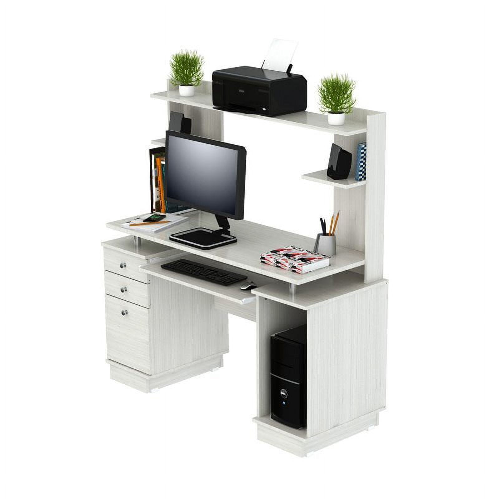 Pemberly Row Computer Desk with Hutch in Washed Oak - Walmart.com