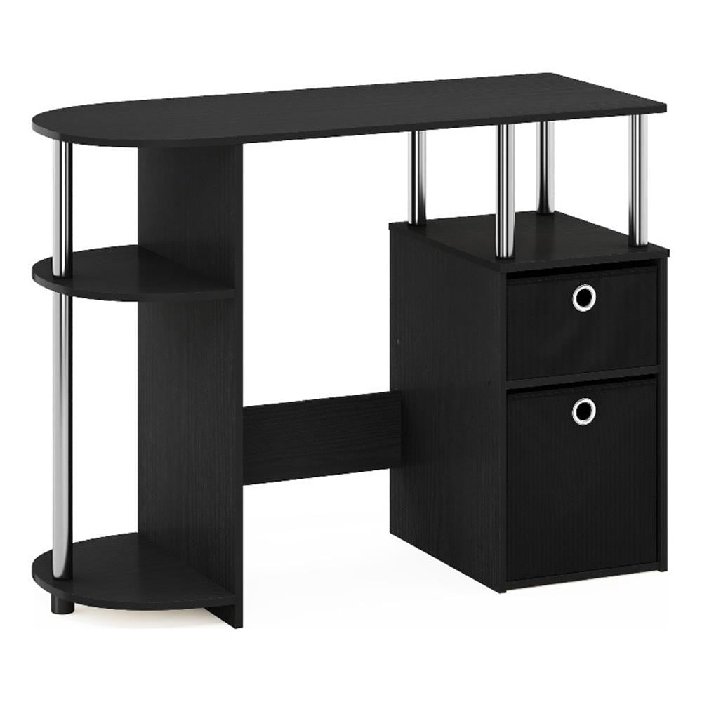 Pemberly Row Computer/Study Desk with Bin Drawers and Stainless Steel ...