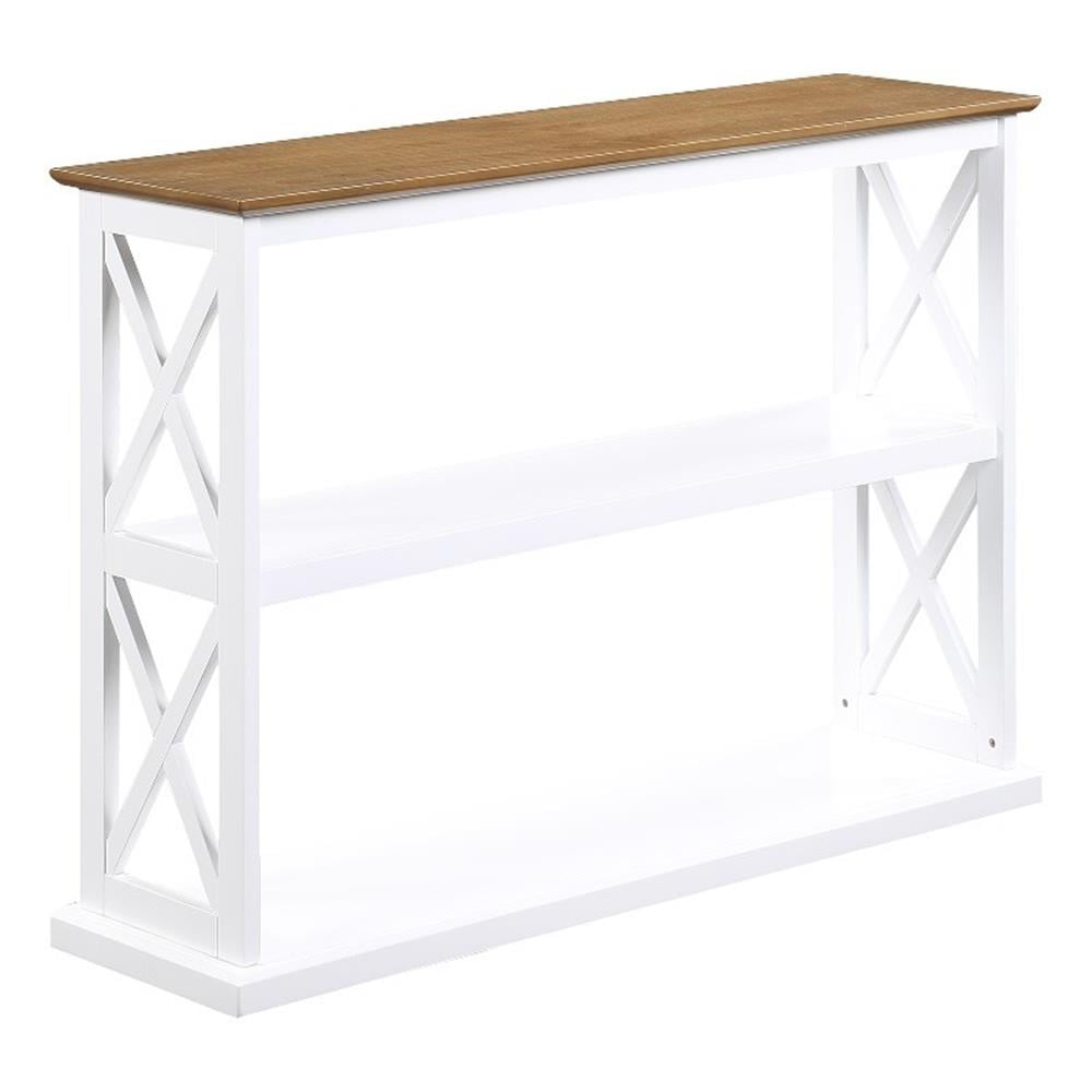 Pemberly Row Console Table with Shelves in White Wood Frame with ...