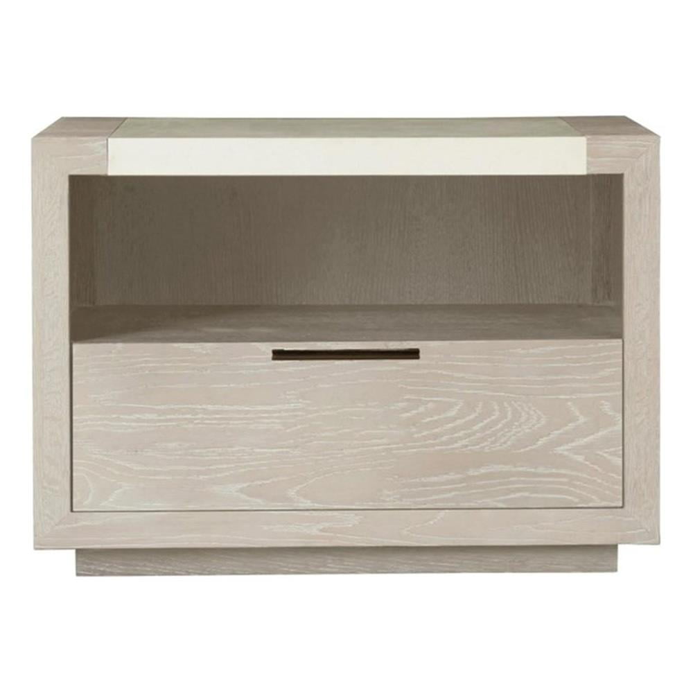 Pemberly Row Contemporary 1 Drawer Stone Top Nightstand in Quartz ...