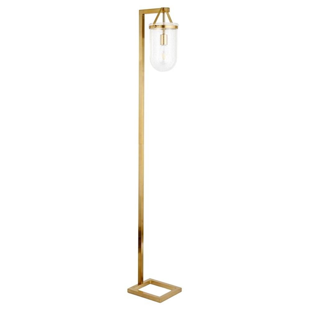 Pemberly Row Contemporary 10" Brass Finish Metal/Glass Floor Lamp ...