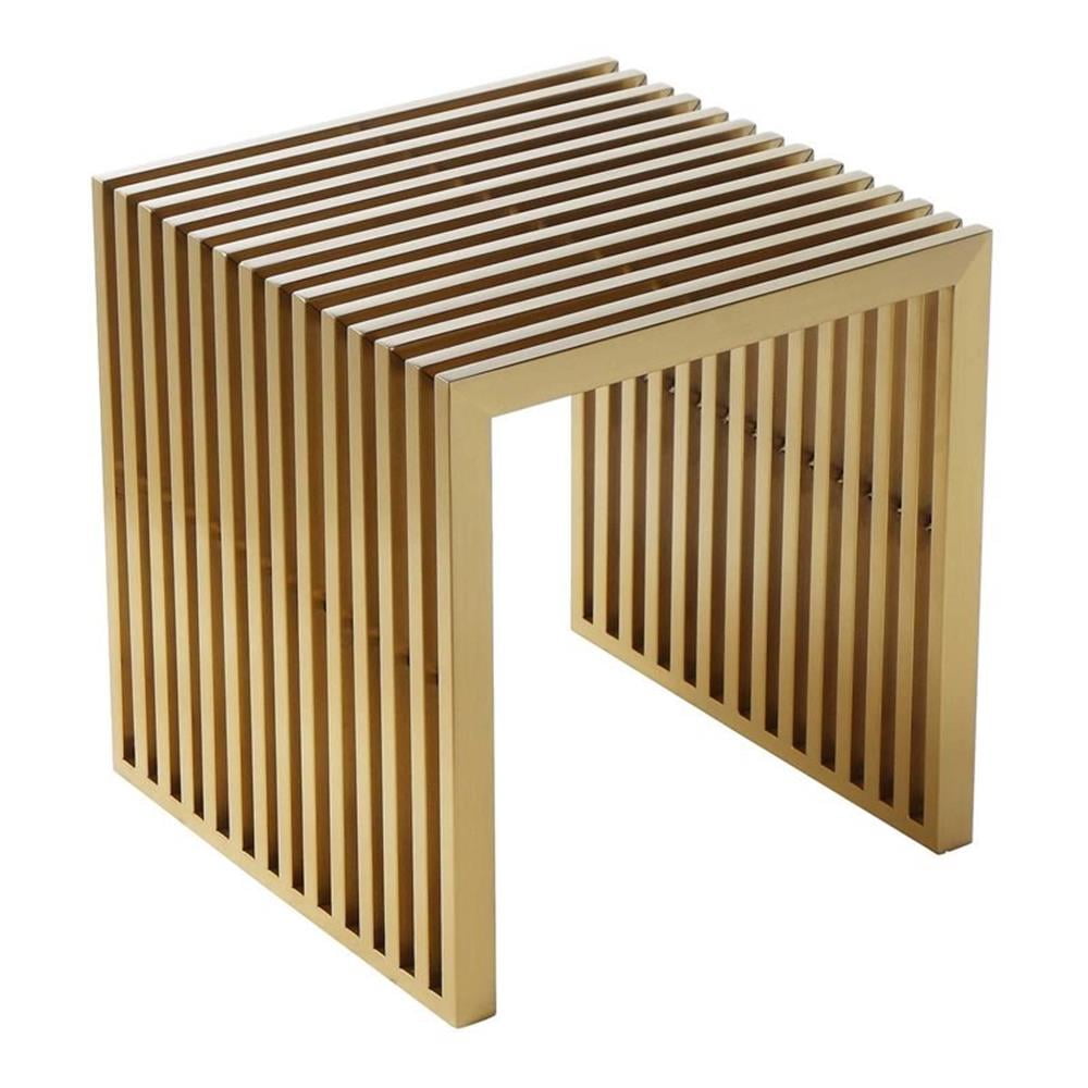 Pemberly Row Contemporary 17" Brushed Steel Metal Stool in Gold ...