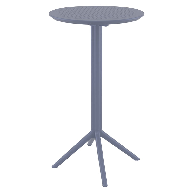 Pemberly Row Contemporary 24 inch Round Folding Bar Table in Dark Gray ...