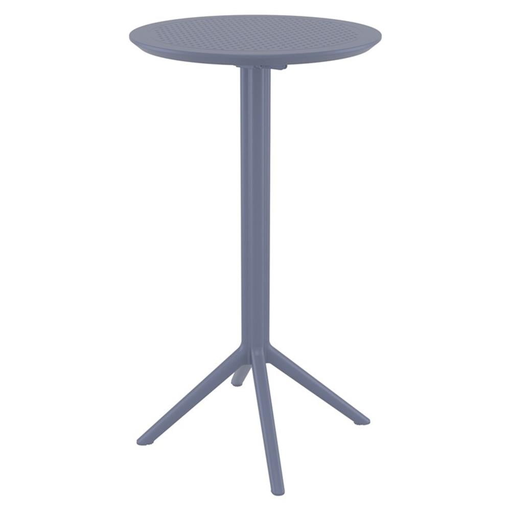 Pemberly Row Contemporary 24 inch Round Folding Bar Table in Dark Gray ...