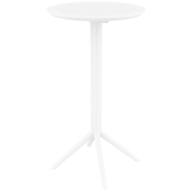 Pemberly Row Contemporary 24 inch Round Folding Bar Table in White ...