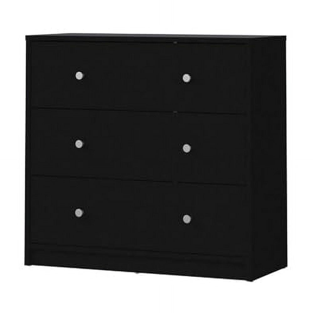 Pemberly Row Contemporary 3 Drawer Chest Dresser in Black - Walmart.com