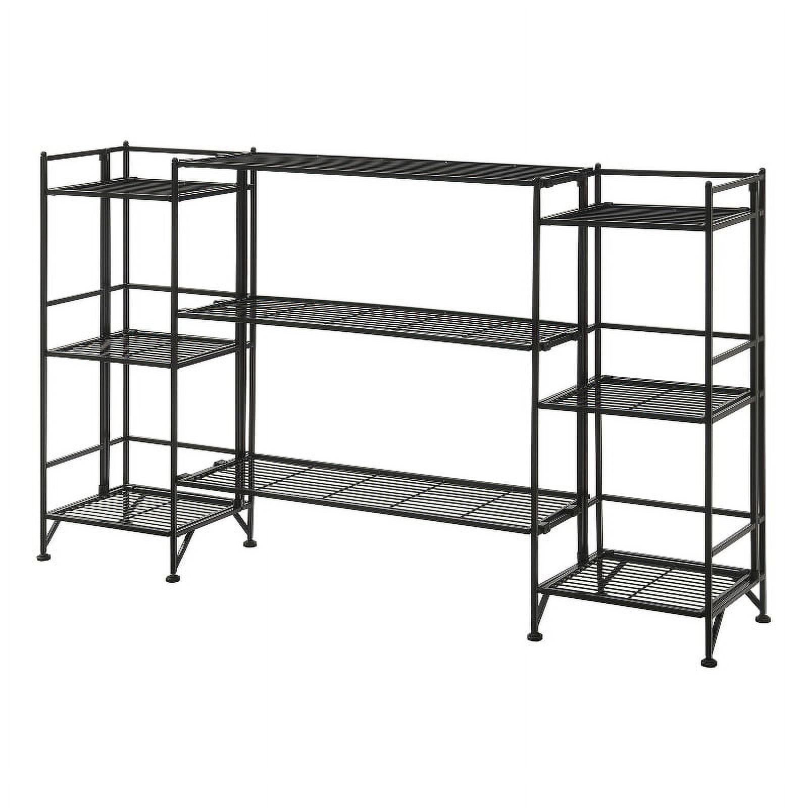 Pemberly Row Contemporary 3-Tier Metal Folding Shelves in Black ...