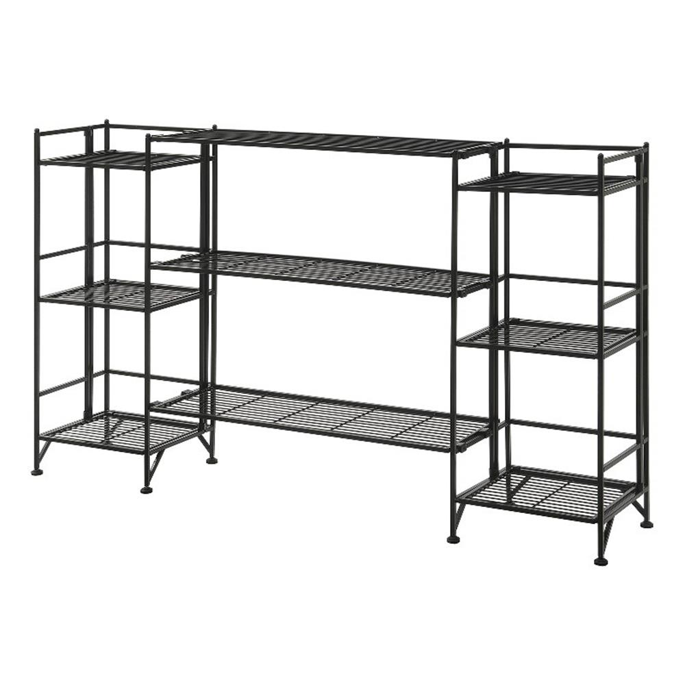 Pemberly Row Contemporary 3-Tier Metal Folding Shelves in Black ...