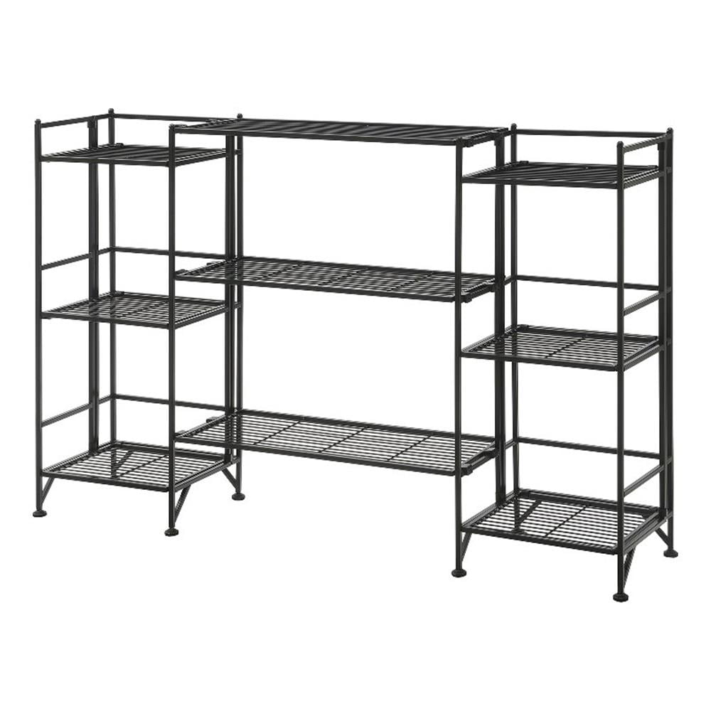 Pemberly Row Contemporary 3-Tier Metal Folding Shelves in Black ...