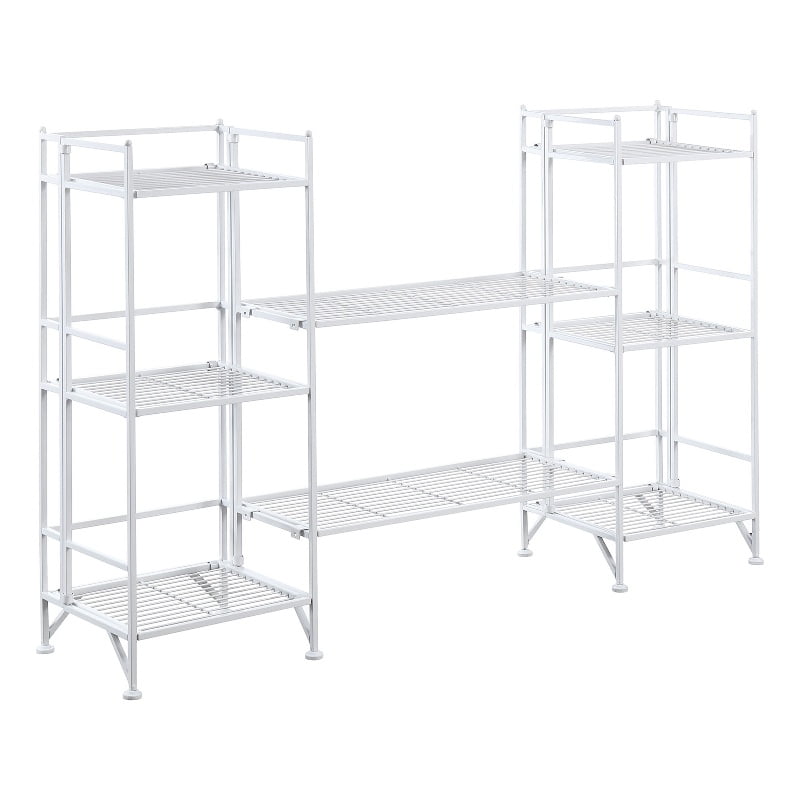 Pemberly Row Contemporary 3-Tier Metal Folding Shelves in White ...
