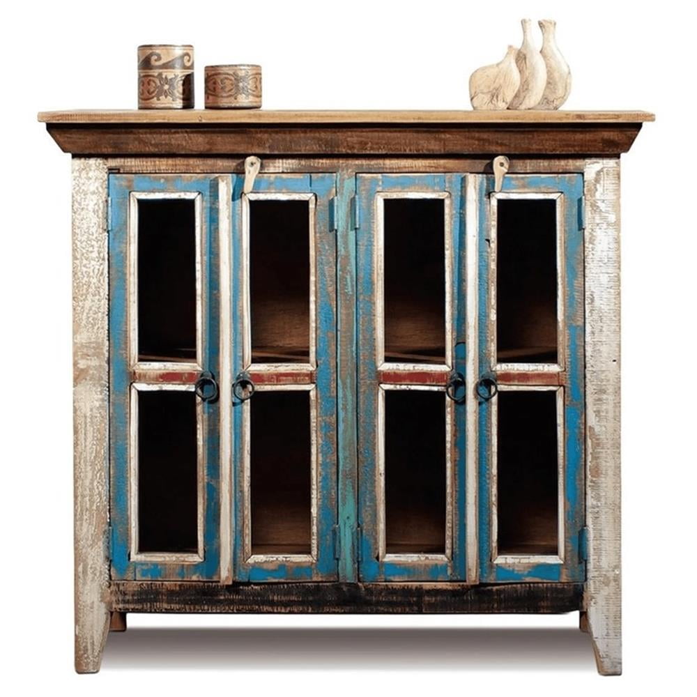 Pemberly Row Contemporary 4 Door Curio Cabinet in Multi Color - Walmart.com