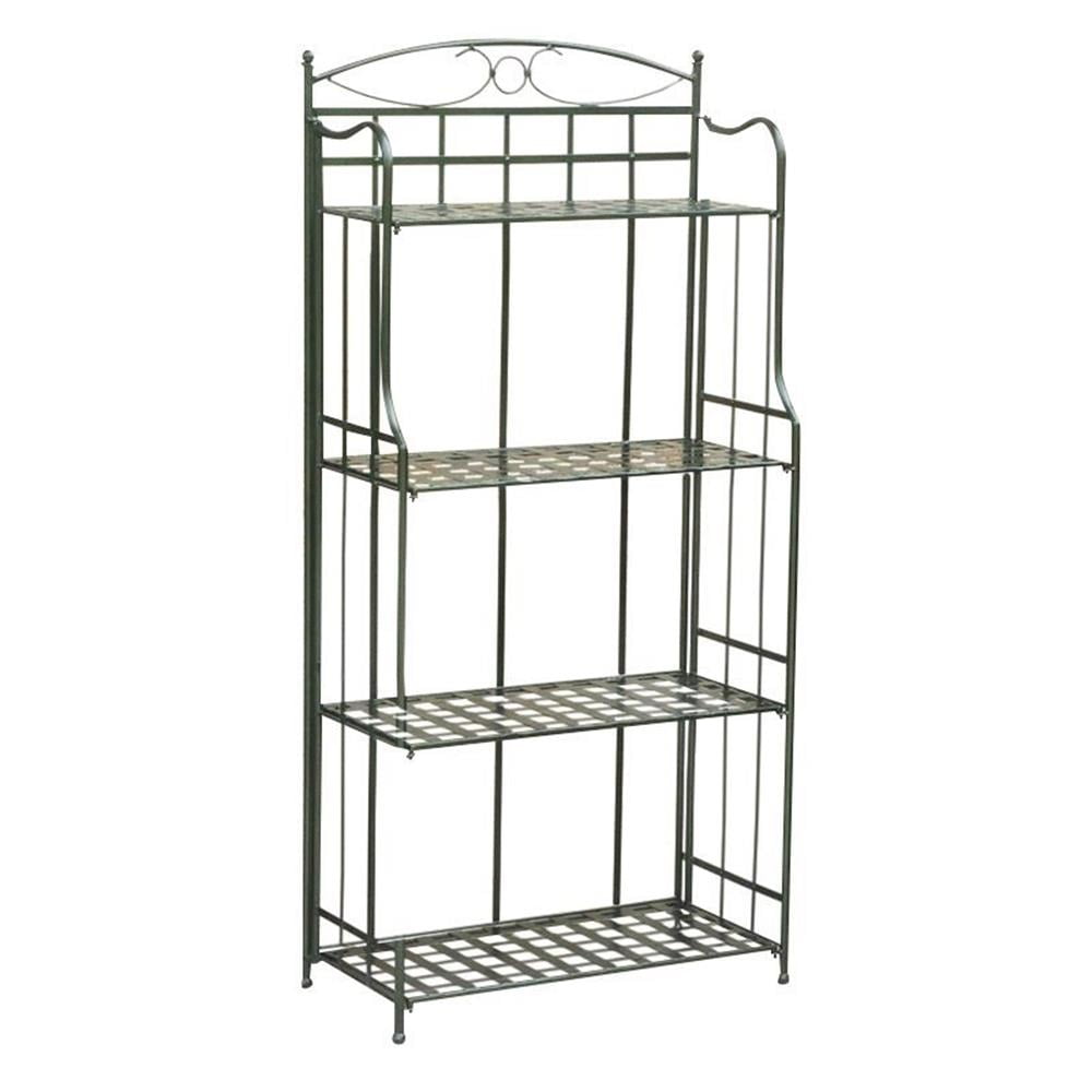Pemberly Row Contemporary 4 Tier Iron Bakers Rack in Verdi Gris ...