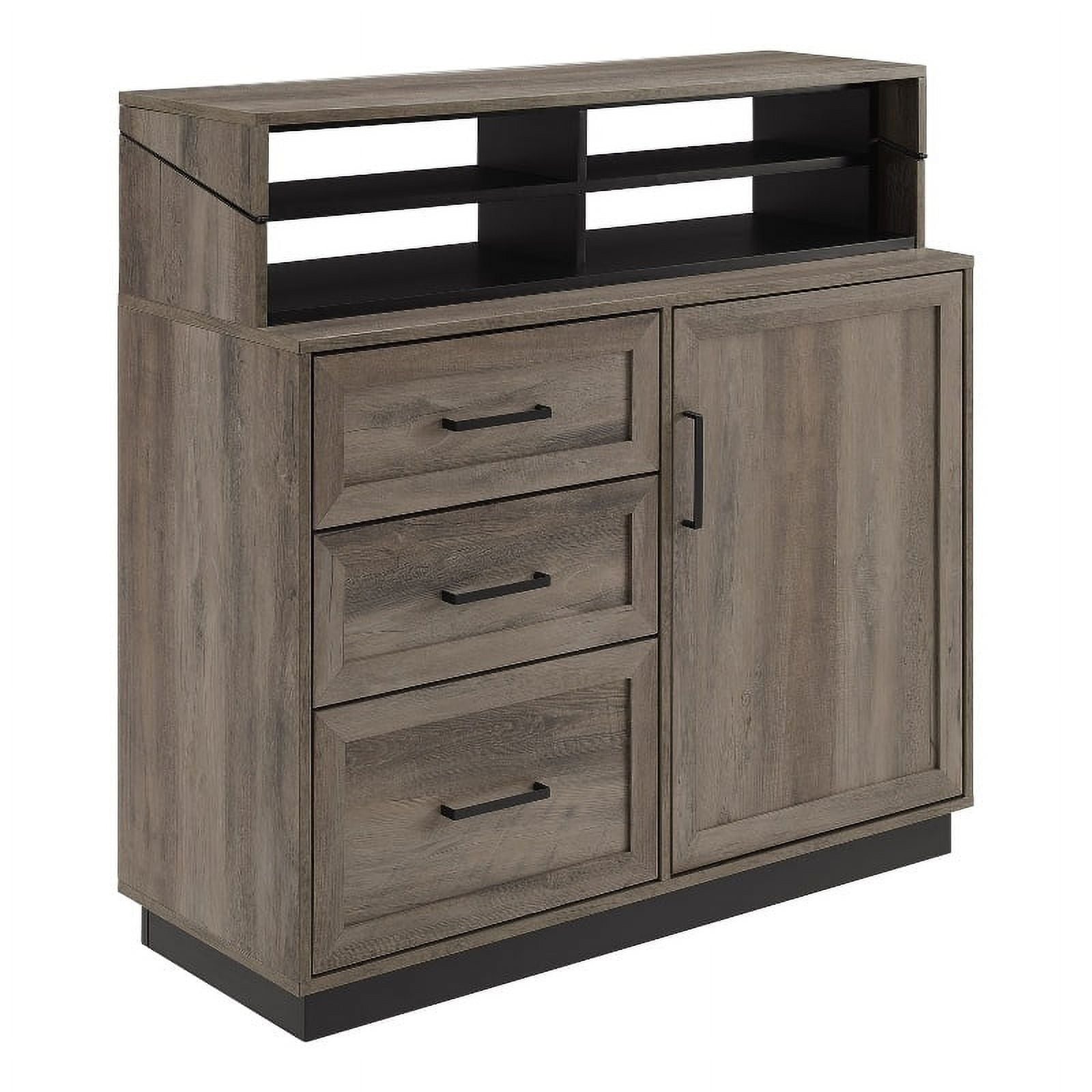 Pemberly Row Contemporary 40" 3-Drawer Wood Secretary Desk in Gray Wash ...