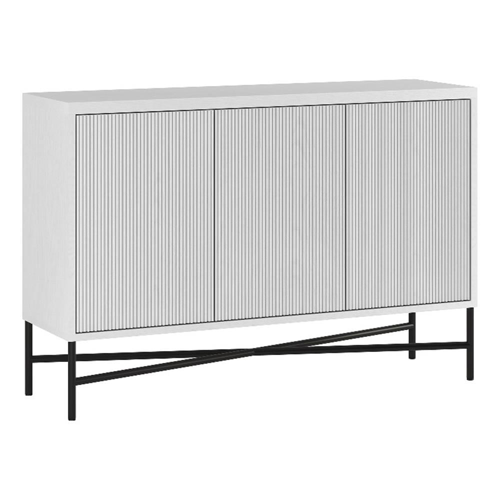 Pemberly Row Contemporary 47.5" White MDF/PVC/Metal Buffet Table ...